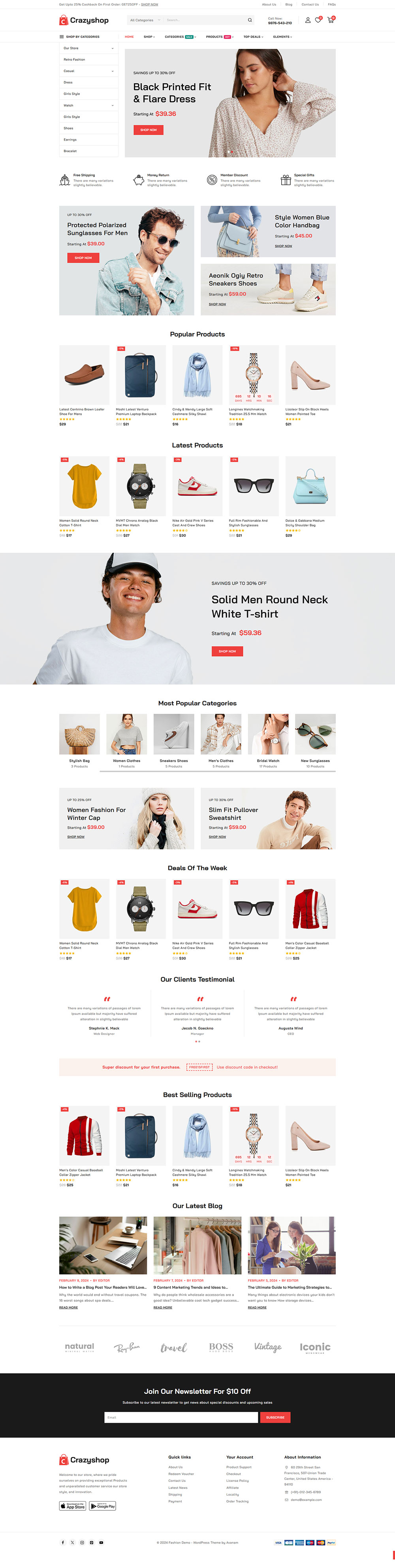 Crazyshop - Multipurpose Elementor WordPress WooCommerce Theme by codezeel