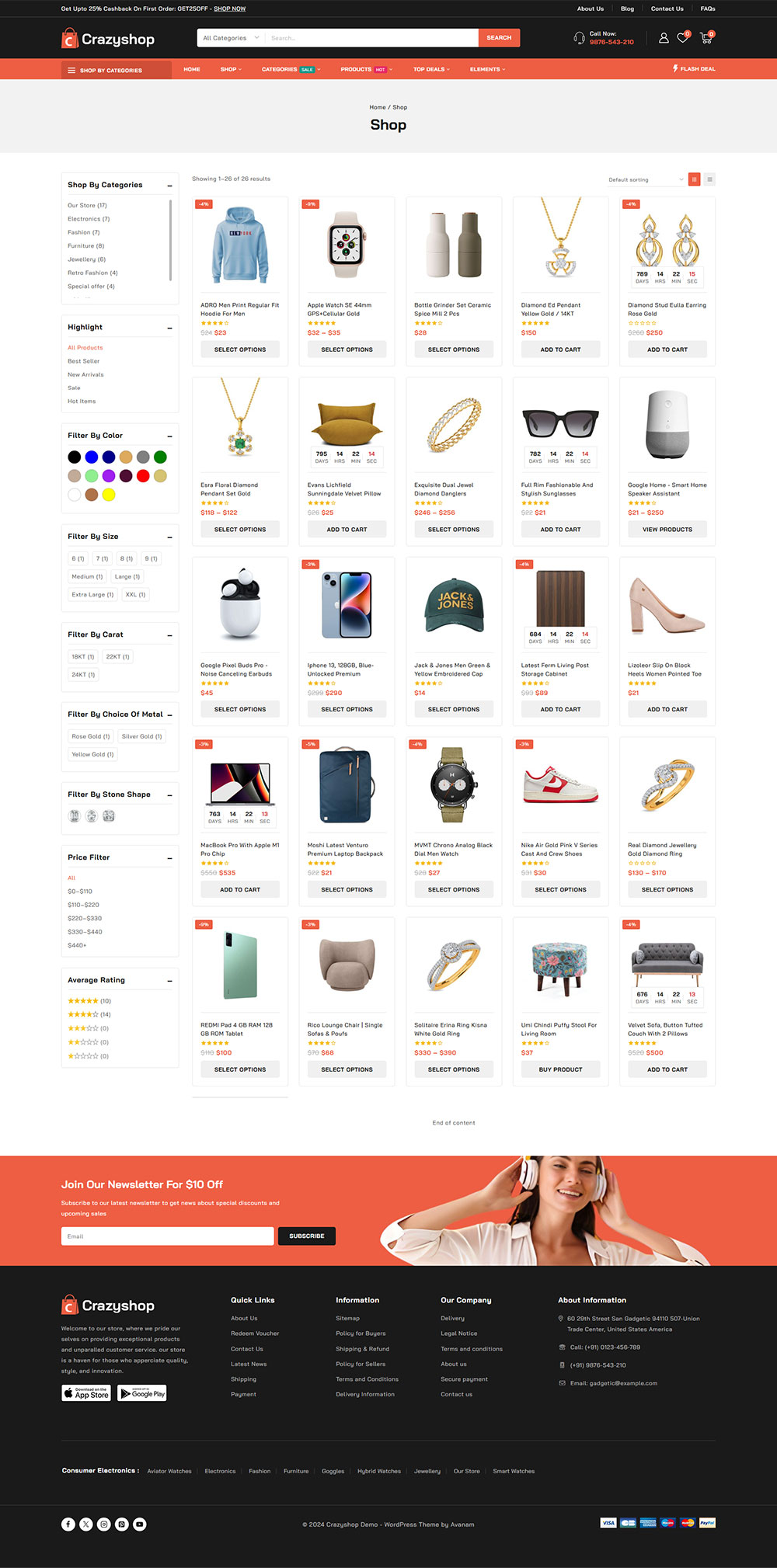 Crazyshop - Multipurpose Elementor WordPress WooCommerce Theme by codezeel