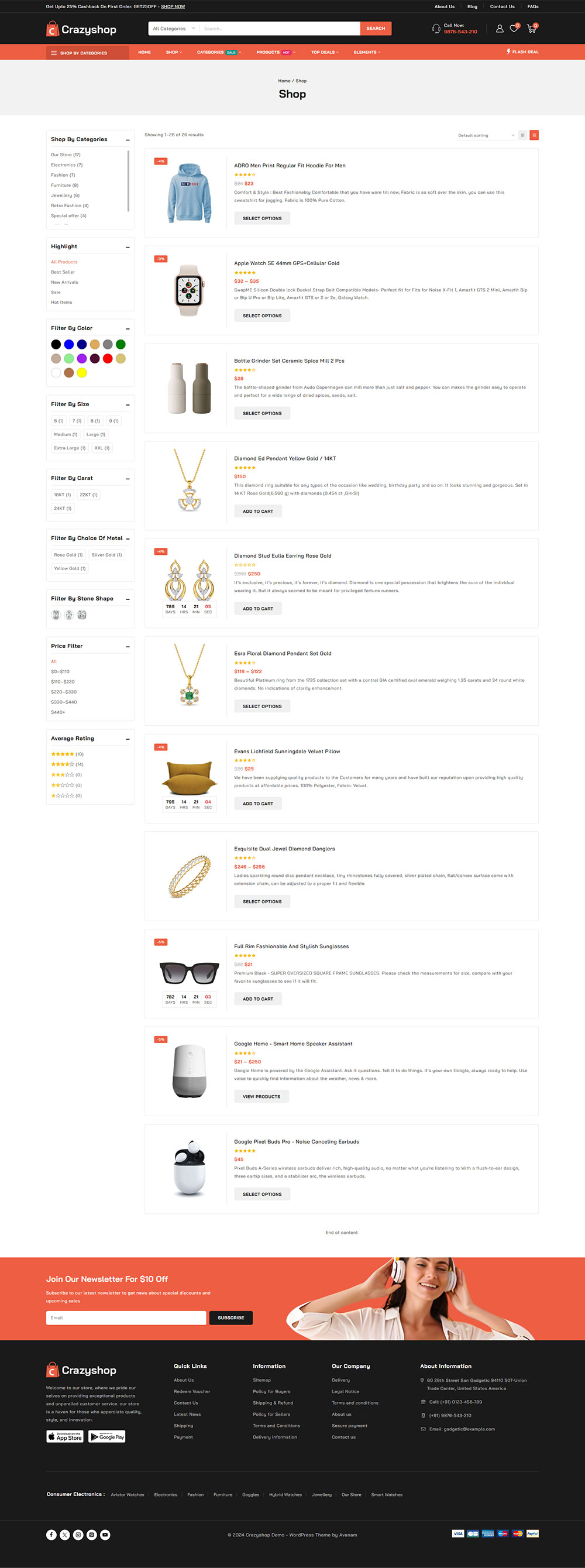 Crazyshop - Multipurpose Elementor WordPress WooCommerce Theme by codezeel
