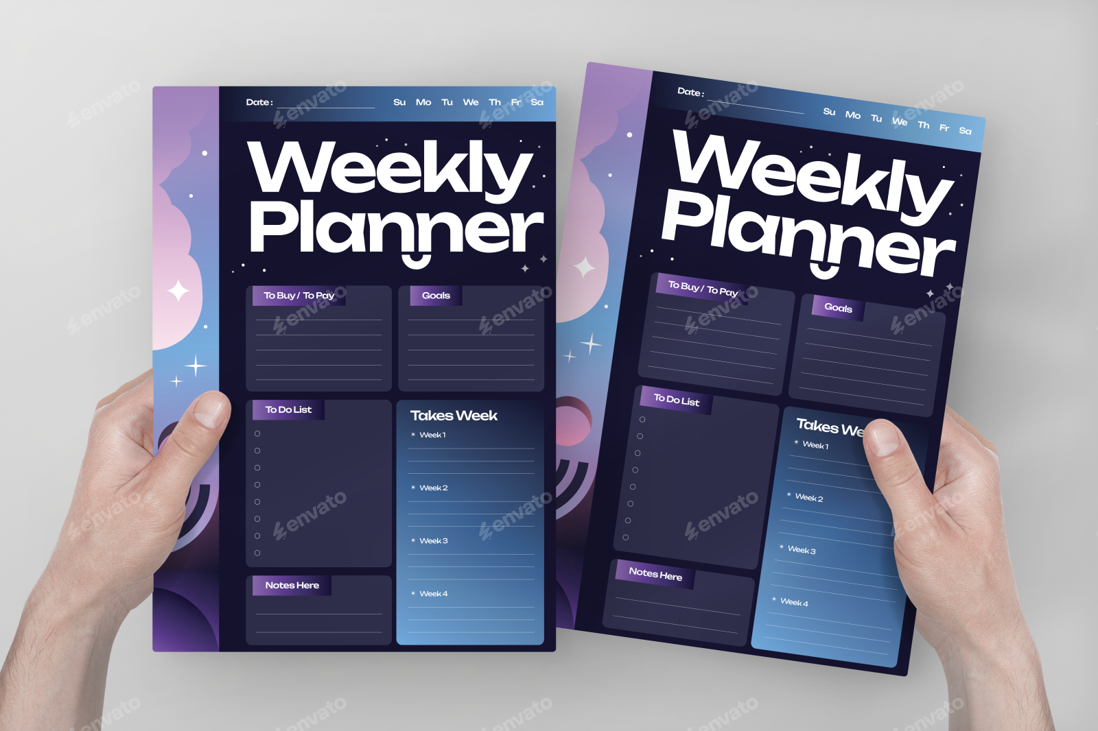 Cosmic Celestial Week Planner, Print Templates | GraphicRiver