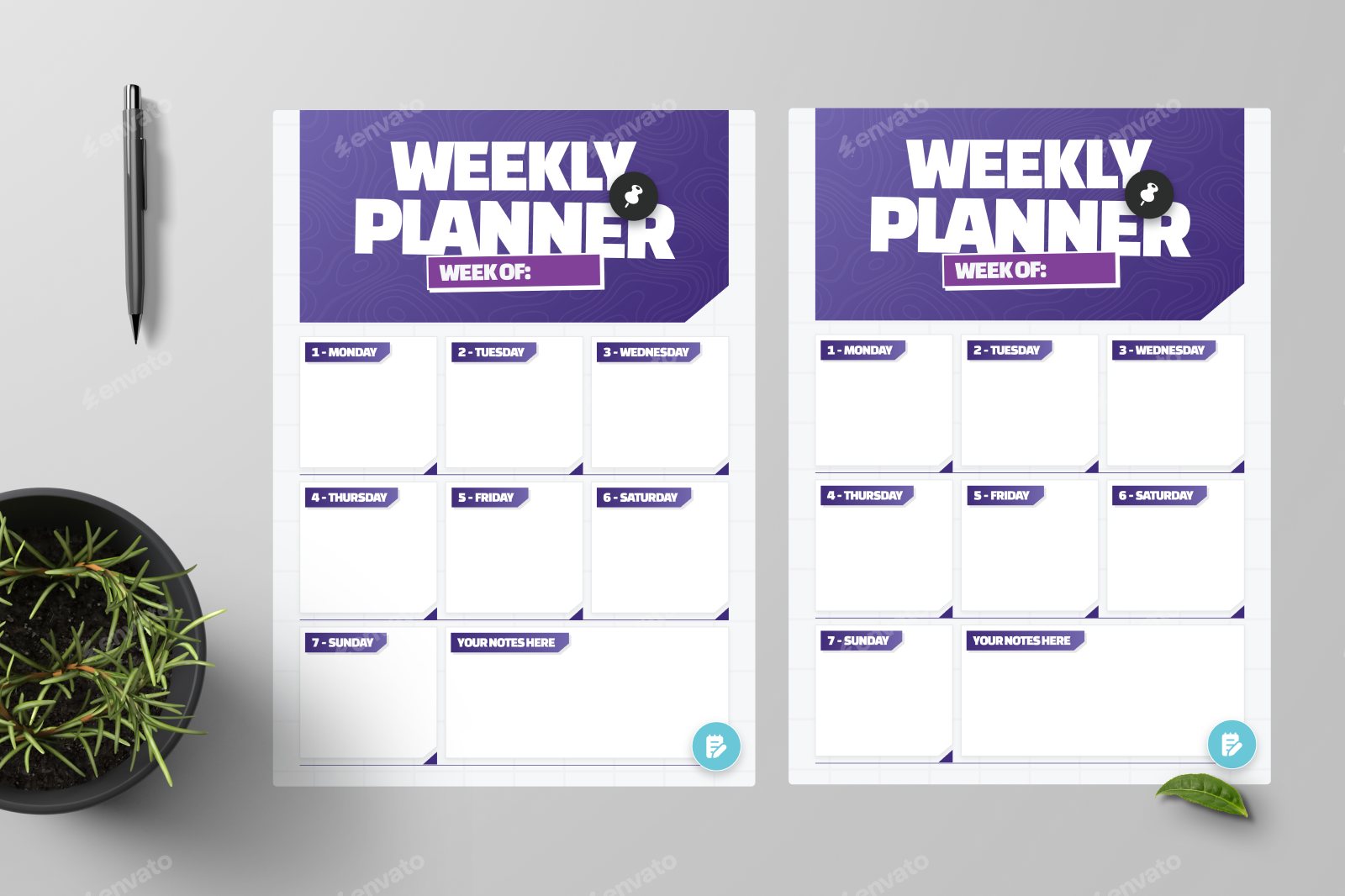Plain Weekly Planner, Print Templates | GraphicRiver