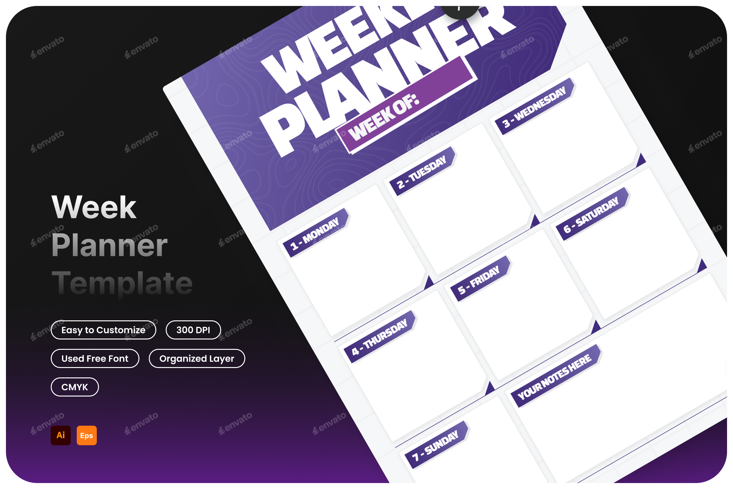 Plain Weekly Planner, Print Templates | GraphicRiver