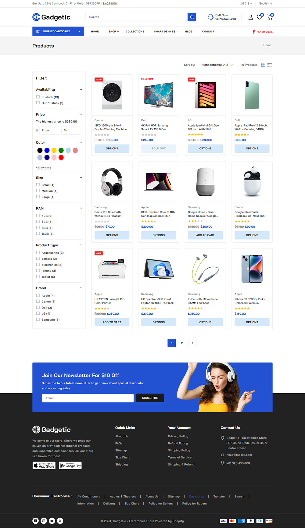 Gadgetic - Electronics & Smart Gadgets Store Shopify 2.0 Responsive Theme by codezeel