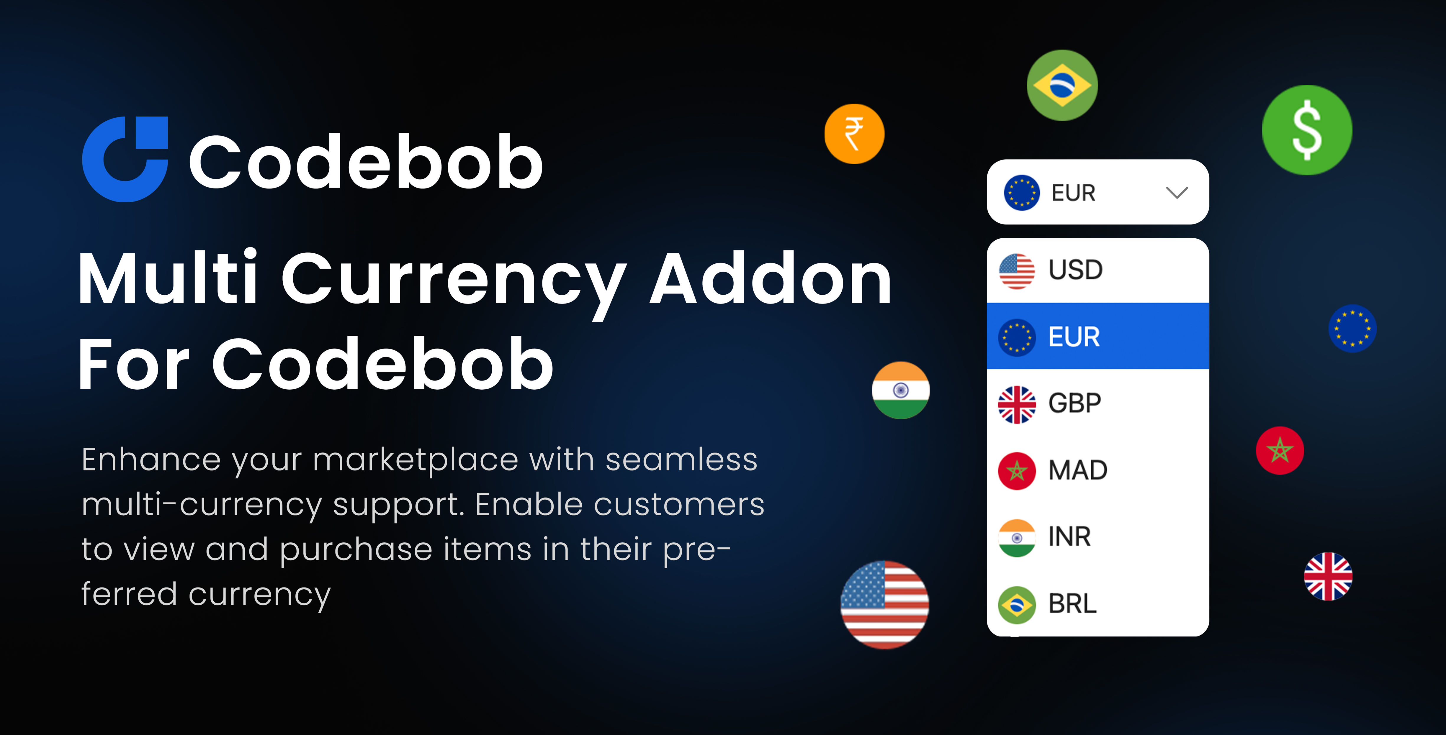 Multi-Currency Addon For Codebob by Vironeer | CodeCanyon