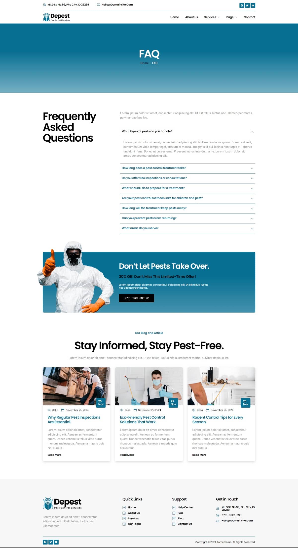 Depest - Pest Control Services Elementor Template Kit by Rometheme