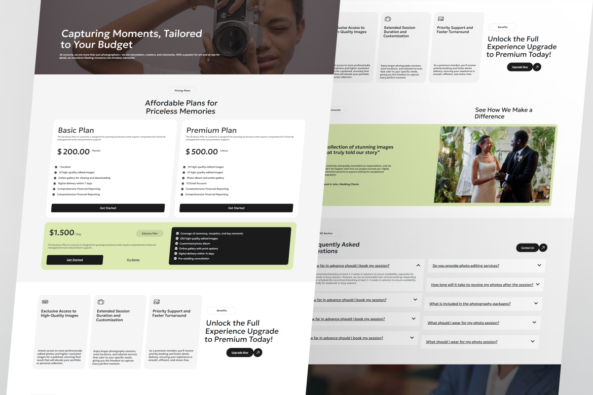 Lensoria - Photographer Studio Portfolio Elementor Template Kit by CreateBigSupply