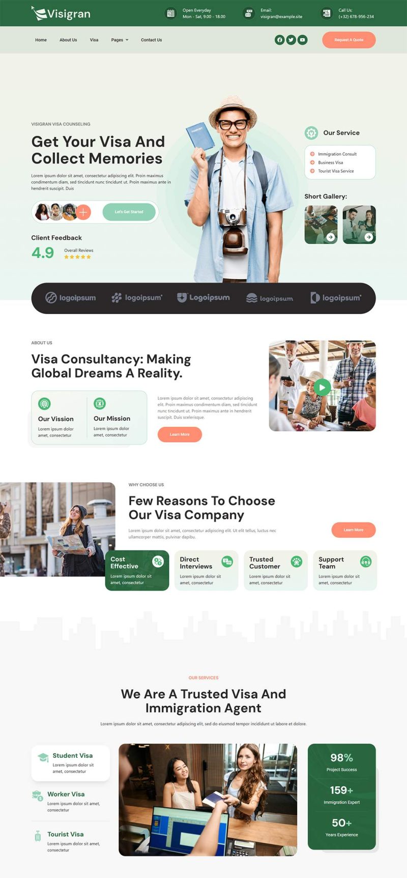 Visigran - Immigration & Visa Consulting Elementor Template Kit by Kitpro