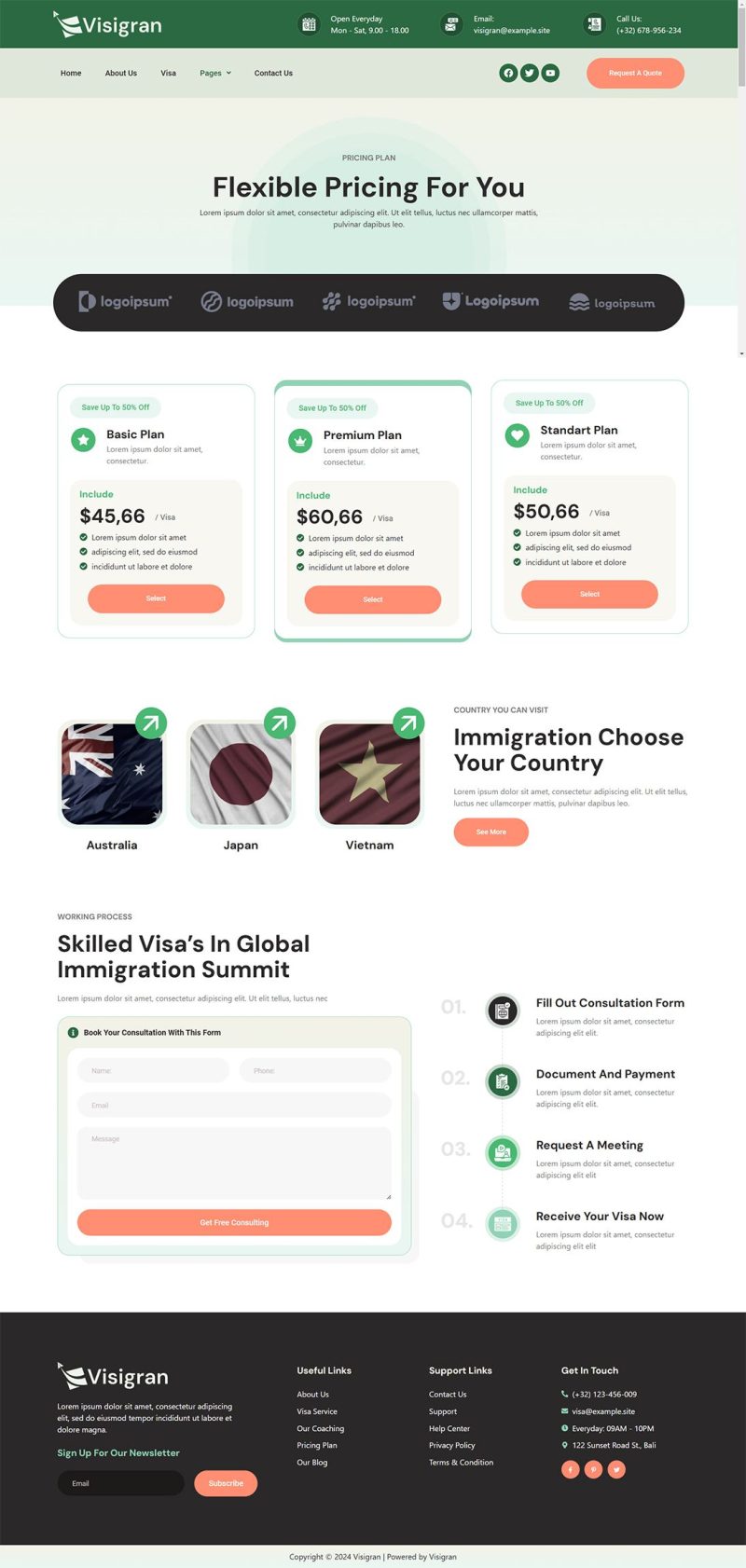Visigran - Immigration & Visa Consulting Elementor Template Kit by Kitpro