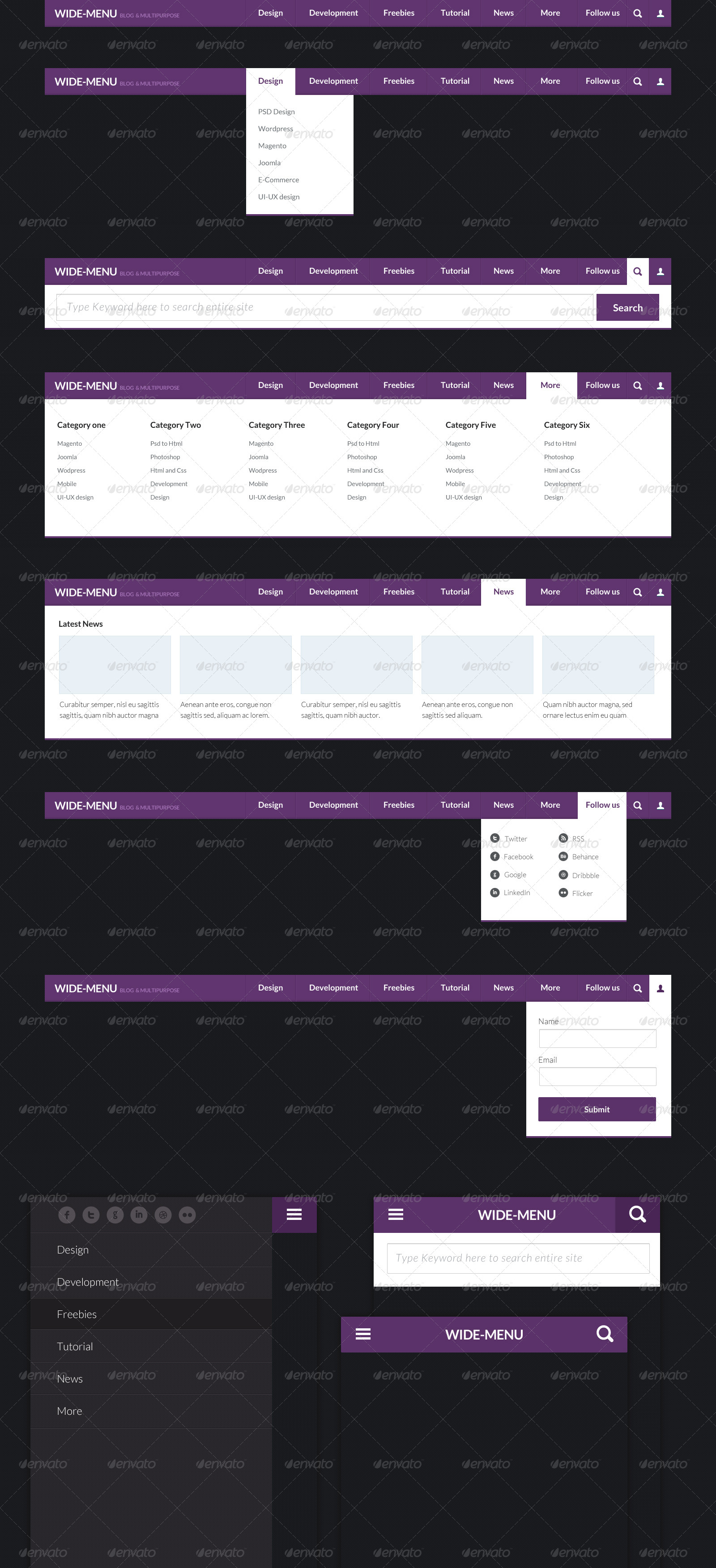 Wide Blog Style Navigation Bar Psd, Web Elements | GraphicRiver