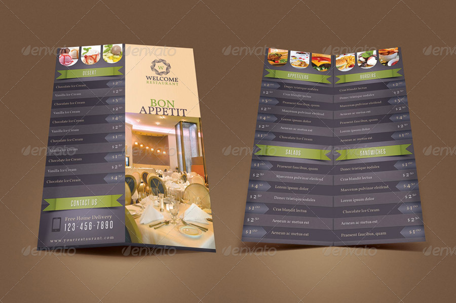 Welcome Restaurant Menu Card Pack by saptarang2 | GraphicRiver