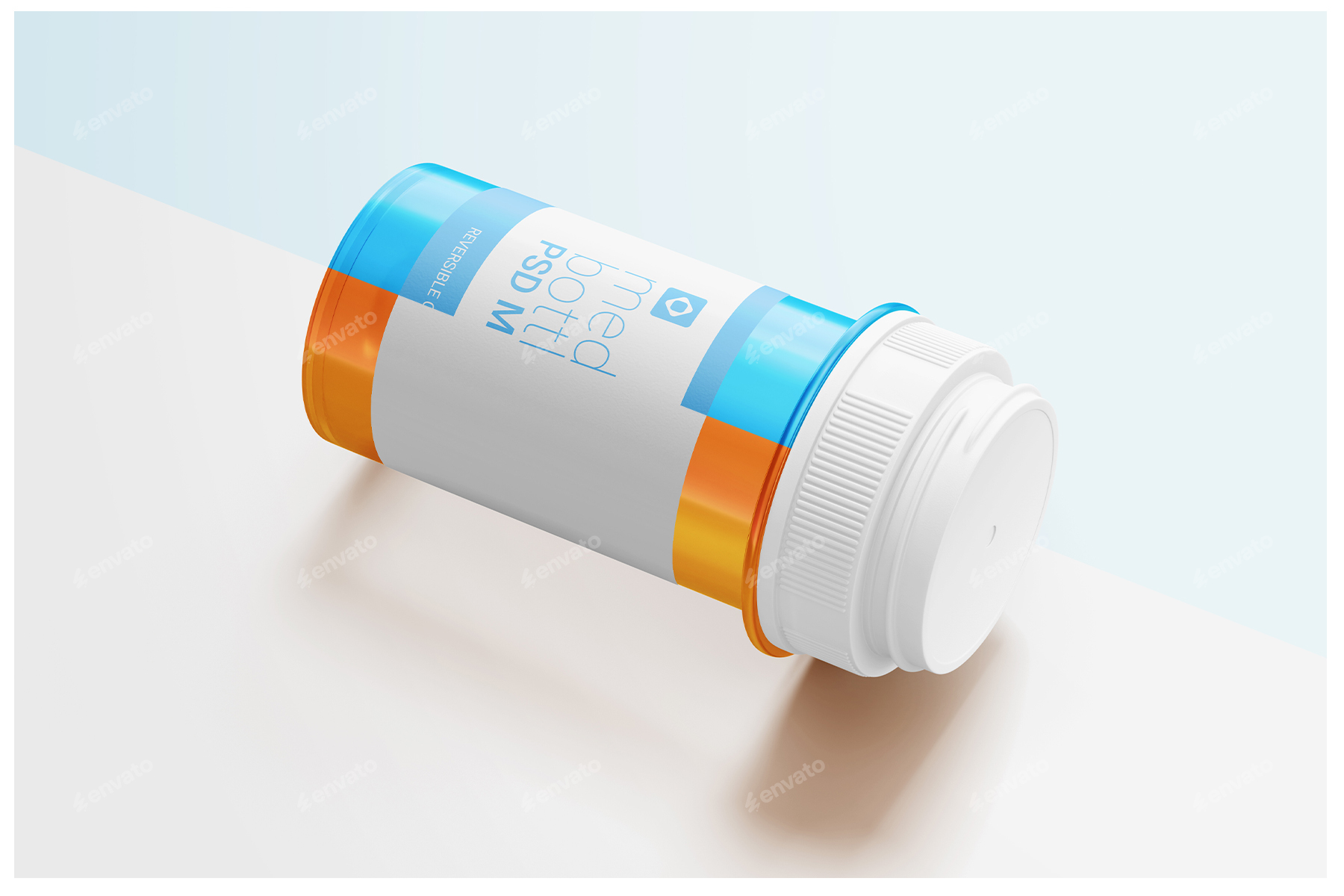Medicine Transparent Plastic Bottle Editable PSD Mockup Set, Graphics