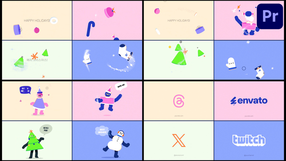 New Year Morphing Characters Logo Openers for Premiere Pro MOGRT ...