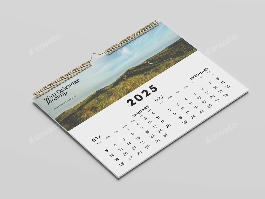 Landscape Wall Calendar Mockups, Graphics | GraphicRiver