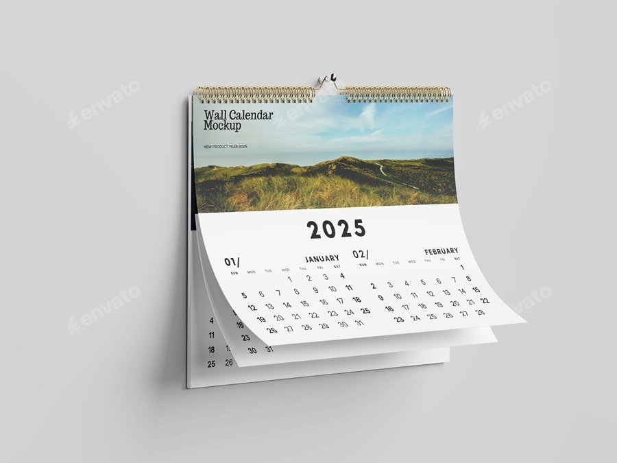 Landscape Wall Calendar Mockups, Graphics | GraphicRiver