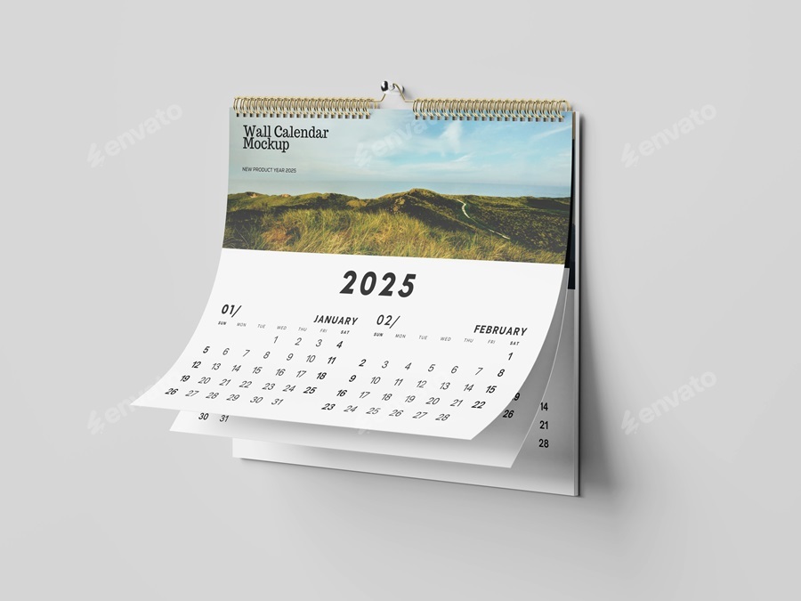 Landscape Wall Calendar Mockups, Graphics | GraphicRiver