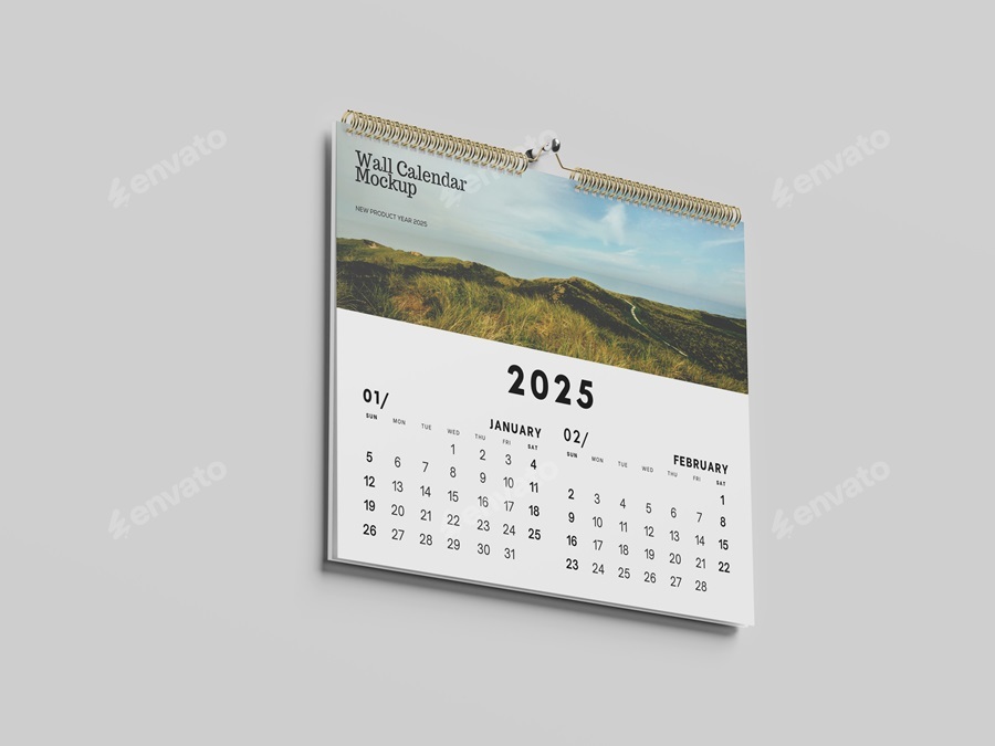Landscape Wall Calendar Mockups, Graphics | GraphicRiver