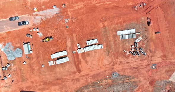 Construction Site Aerial Views of Concrete Drainage Pipe and Manhole ...