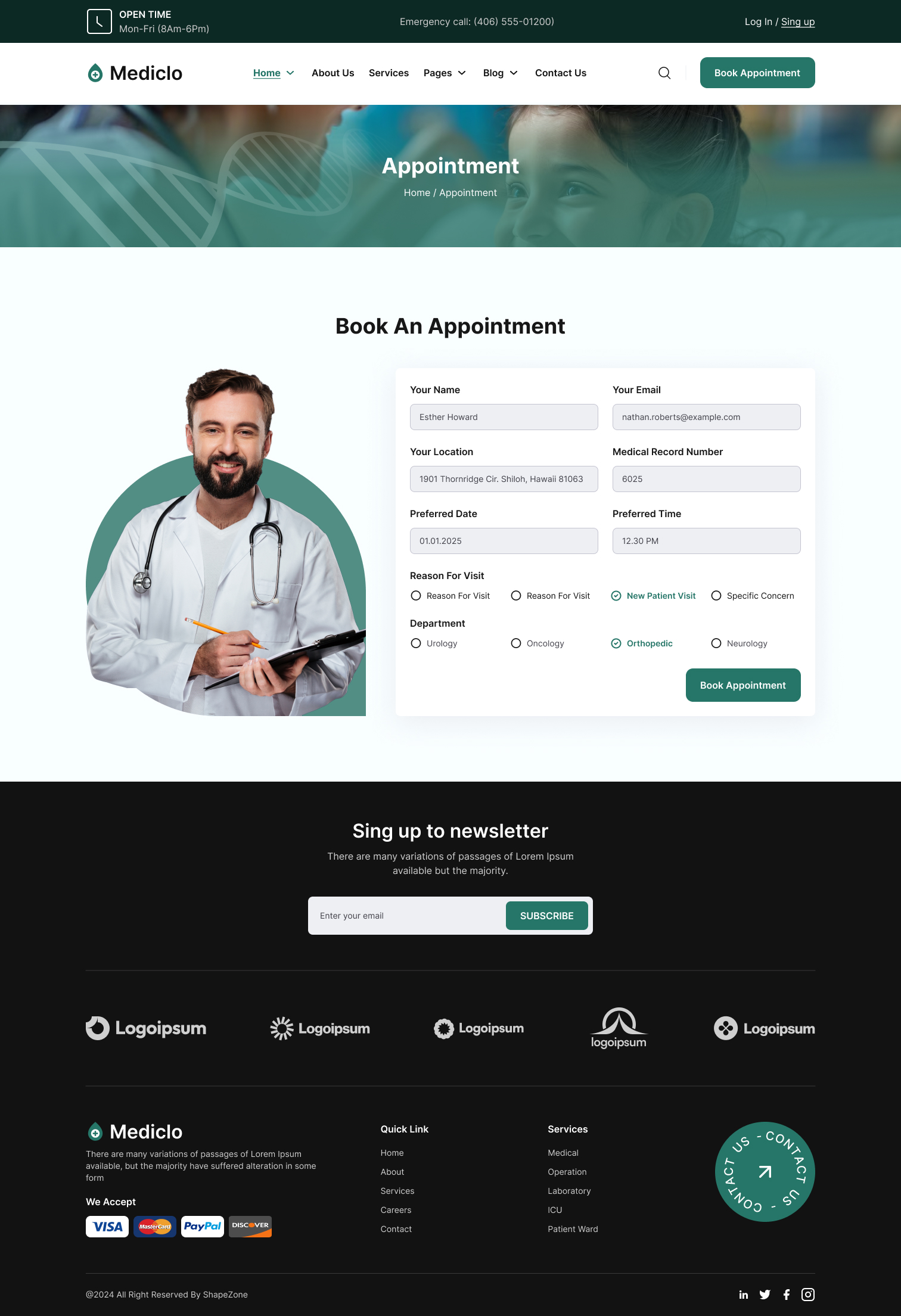 Mediclo - Health & Medical Figma Template by ShapeZone | ThemeForest