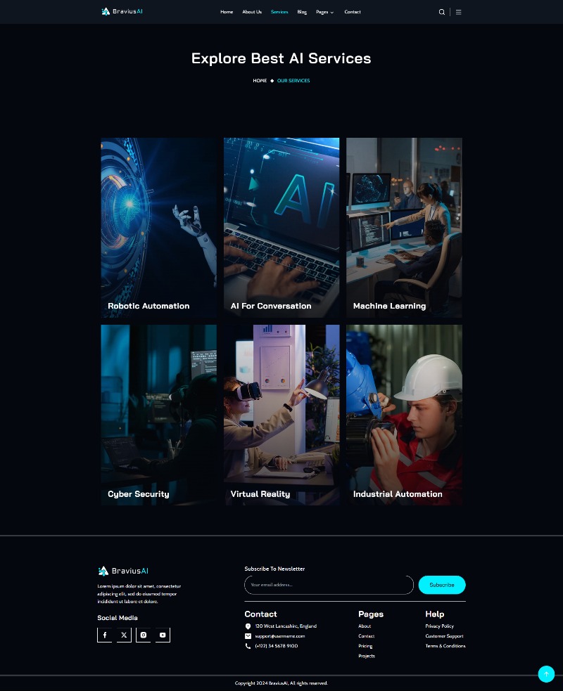 BraviusAI – AI & Robotics Tailwind CSS Template by Evonicmedia | ThemeForest