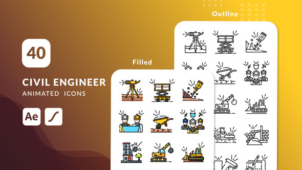 Civil Engineer Animated Icons | After Effects, After Effects Project Files