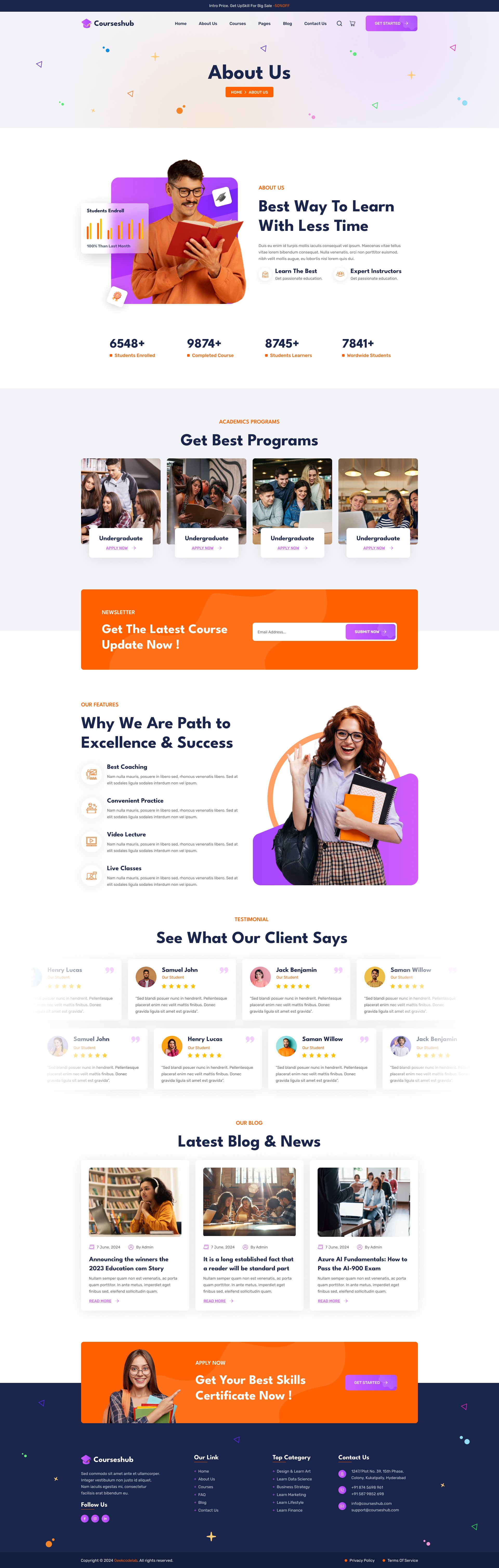 Courseshub - Online Courses Education HTML Template by GeekCodeLab