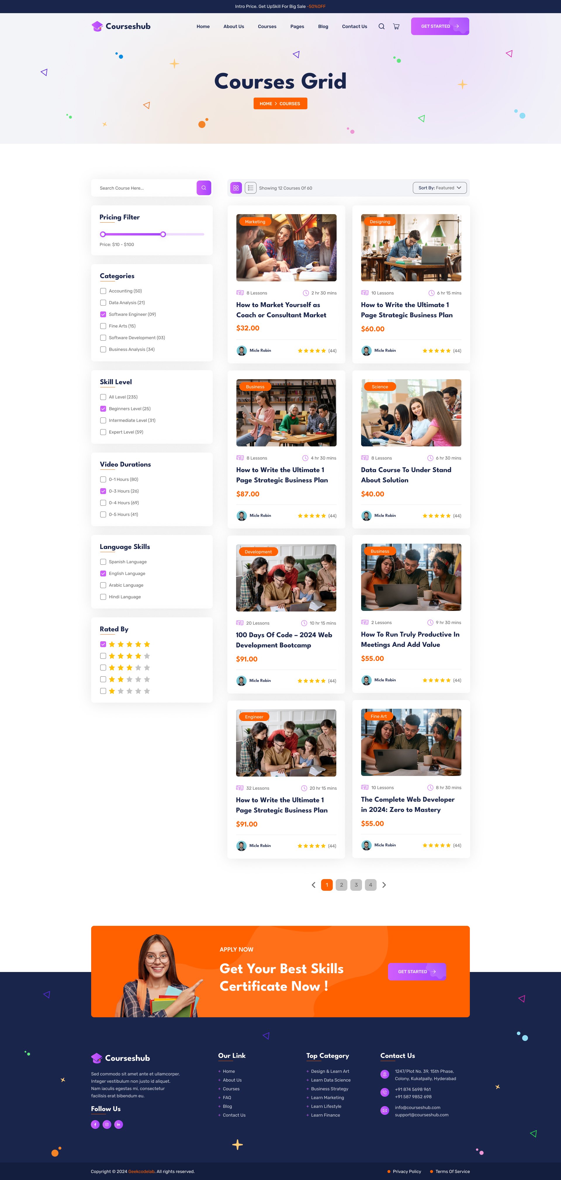 Courseshub - Online Courses Education HTML Template by GeekCodeLab