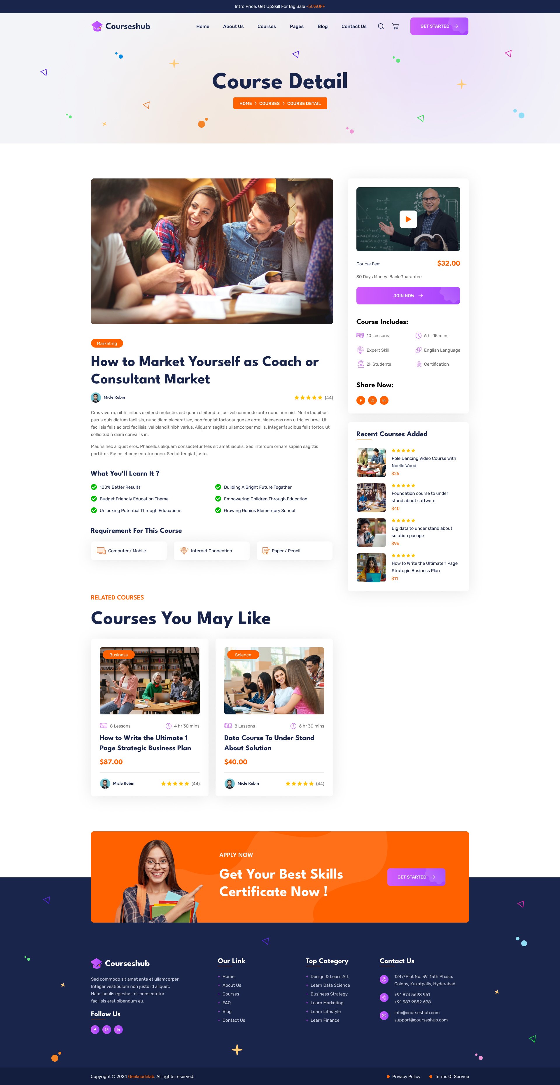 Courseshub - Online Courses Education HTML Template by GeekCodeLab