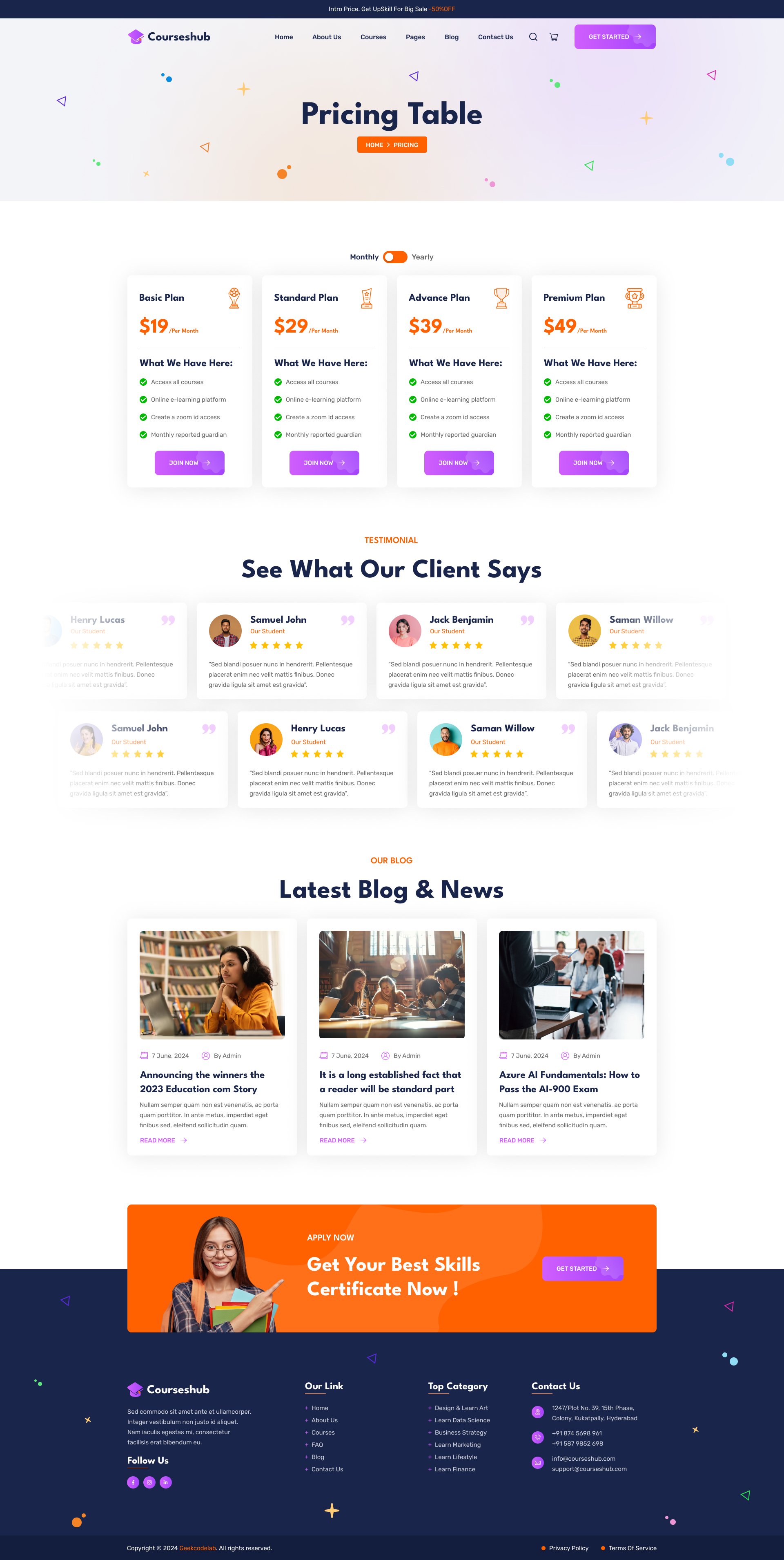 Courseshub - Online Courses Education HTML Template by GeekCodeLab