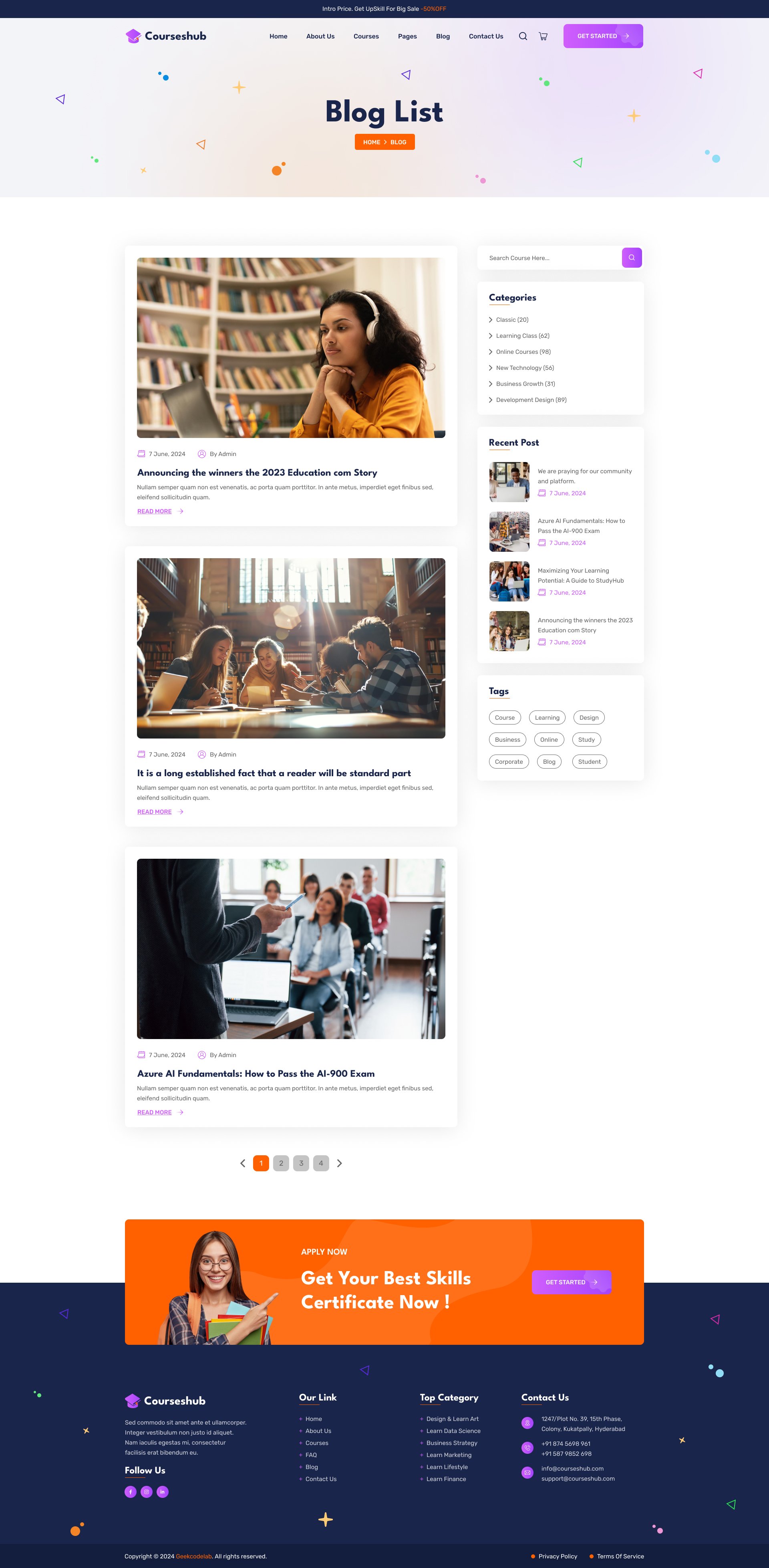 Courseshub - Online Courses Education HTML Template by GeekCodeLab