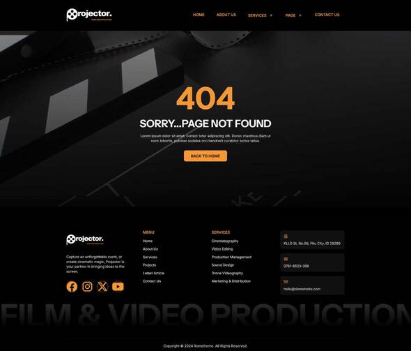 Projector - Film & Video Production Elementor Template Kit by Rometheme
