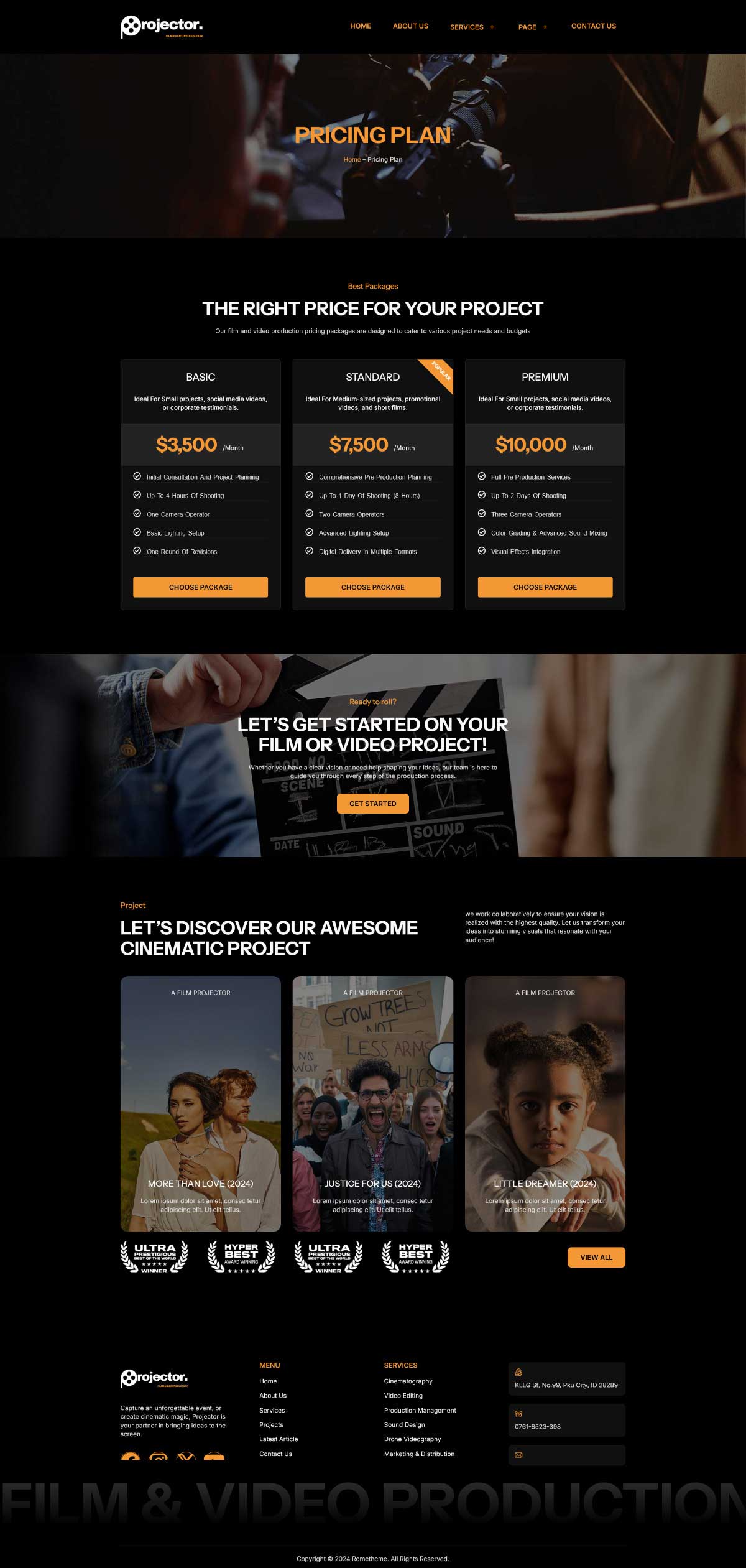 Projector - Film & Video Production Elementor Template Kit by Rometheme