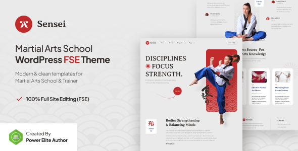 Sensei - Martial Arts Club & Trainer FSE WordPress Theme by jegtheme