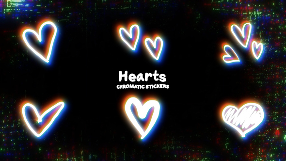 Hearts Chromatic Stickers, Motion Graphics | VideoHive