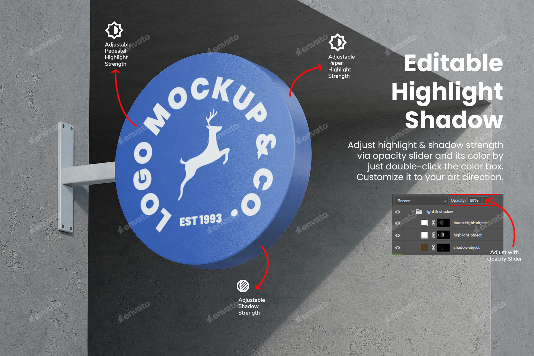 Round Shop Sign Wall Mounted PSD Mockup Set, Graphics | GraphicRiver