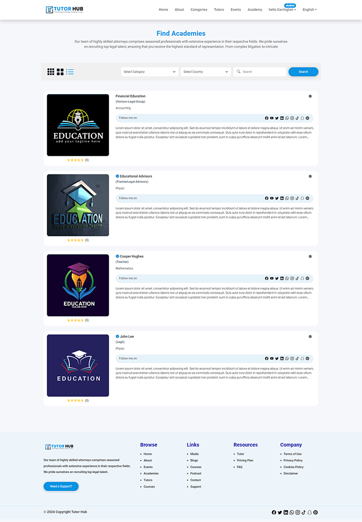 TutorHub - Virtual Education for Tutors, Students, Academies with ...