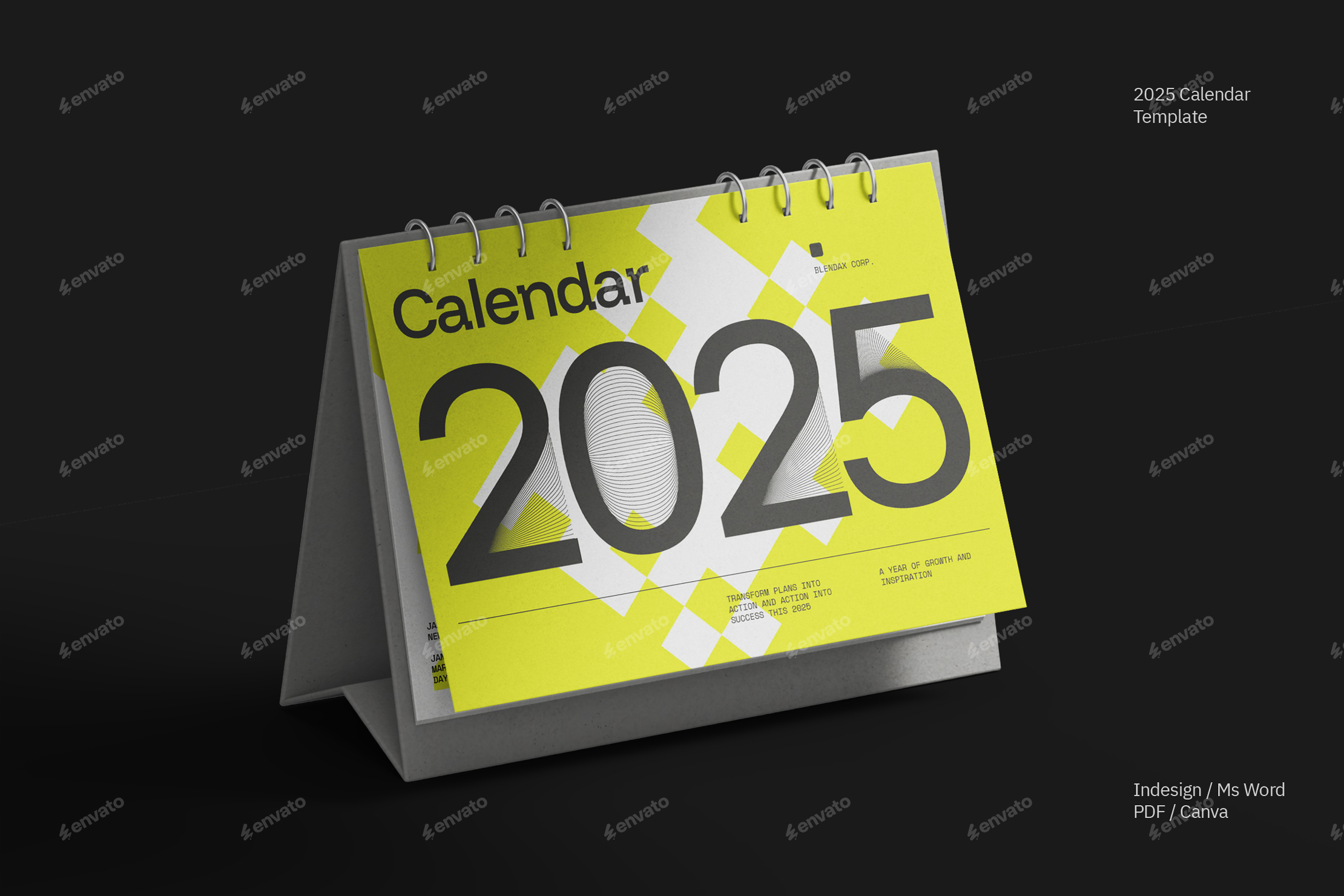 Bold Minimalism 2025 Calendar - Blendax, Print Templates | GraphicRiver
