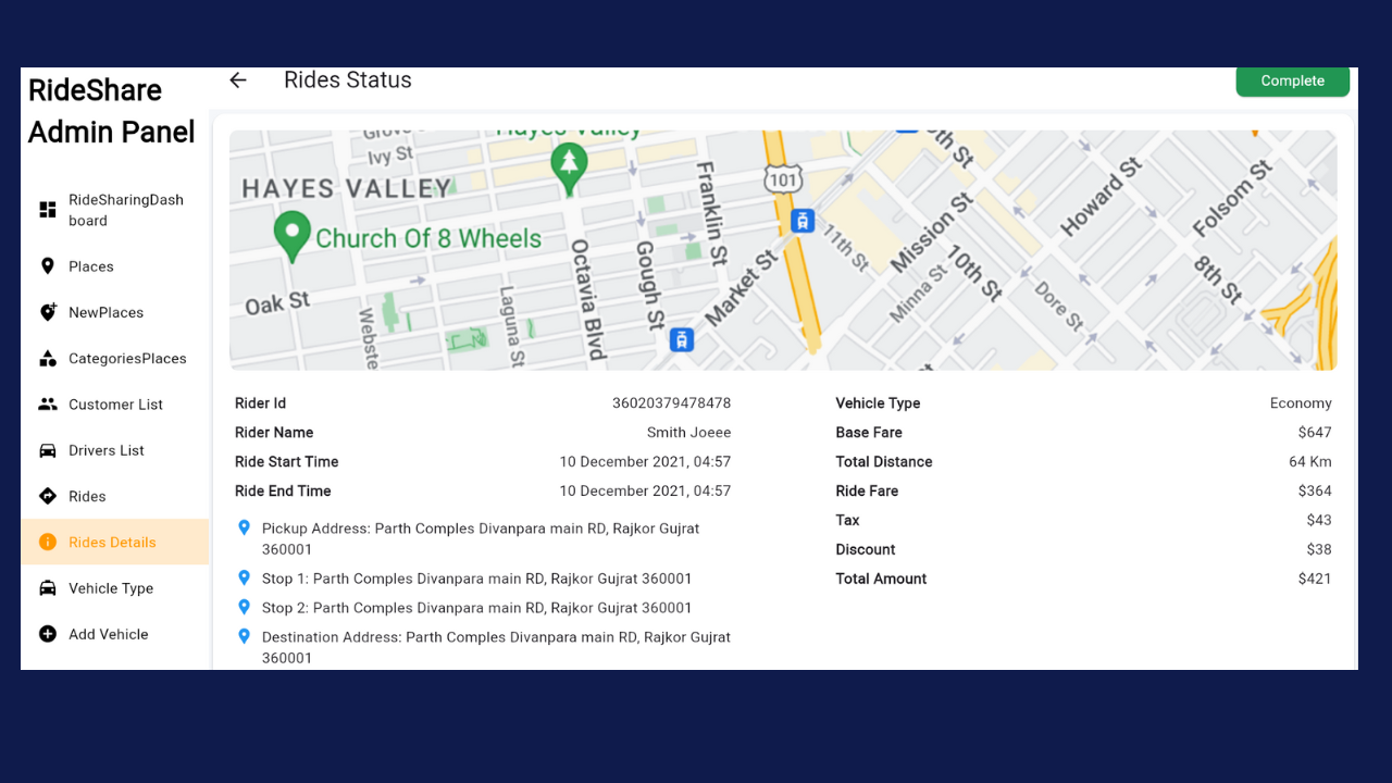 Flutter Admin Panel Dashboard - Flutter Ride Sharing - Taxi Booking ...