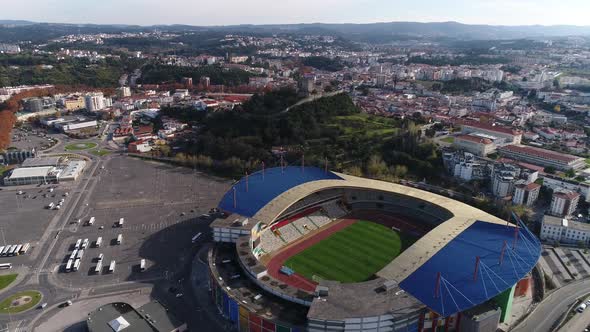 City of Leiria, Portugal. Aerial view with the iconic União de Leiria ...