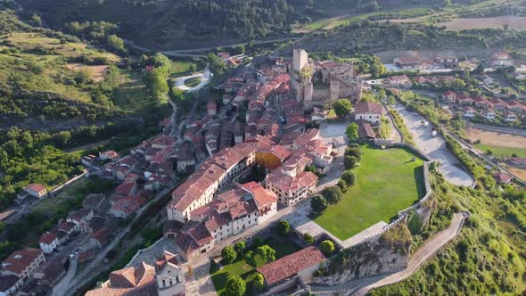 Aerial View of the Scenic Medieval Village of Frias in Burgos Province ...