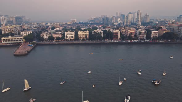Aerial view of Colaba island, part of old Mumbai or South Mumbai ...