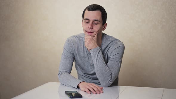Worried Man Waiting for Phone Call, Stock Footage | VideoHive