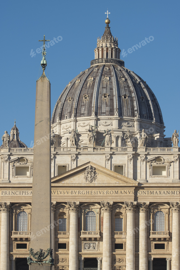 St. Peter basilica facade. Christianity. Vatican state. Rome, Italy Stock Photo by ABBPhoto