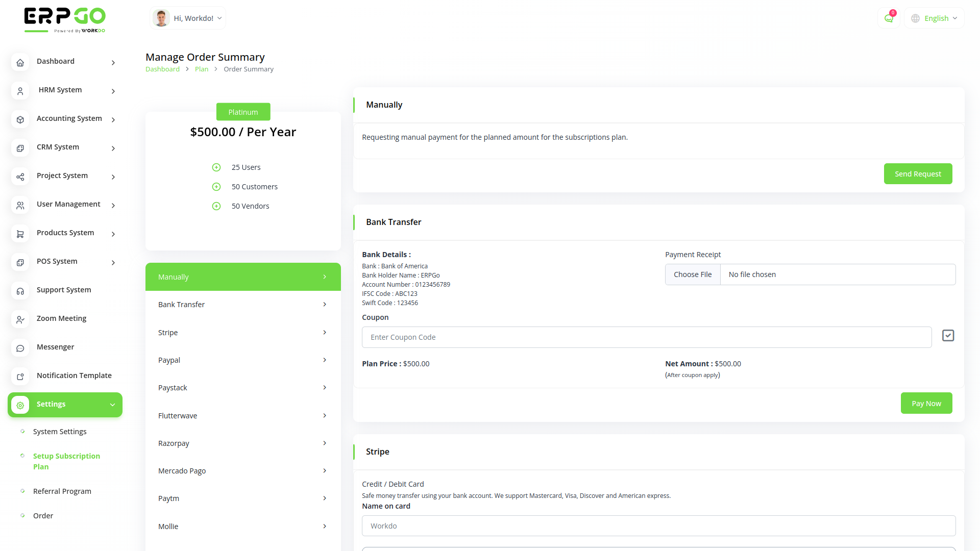 ERPGo SaaS - All In One Business ERP With Project, Account, HRM, CRM ...