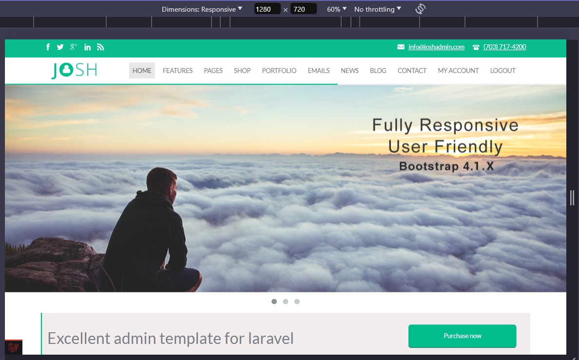 Josh - Laravel Admin Template + Front End + CRUD by jyostna | CodeCanyon