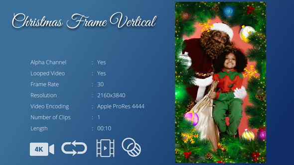 Christmas Frame Vertical 4k, Motion Graphics | VideoHive