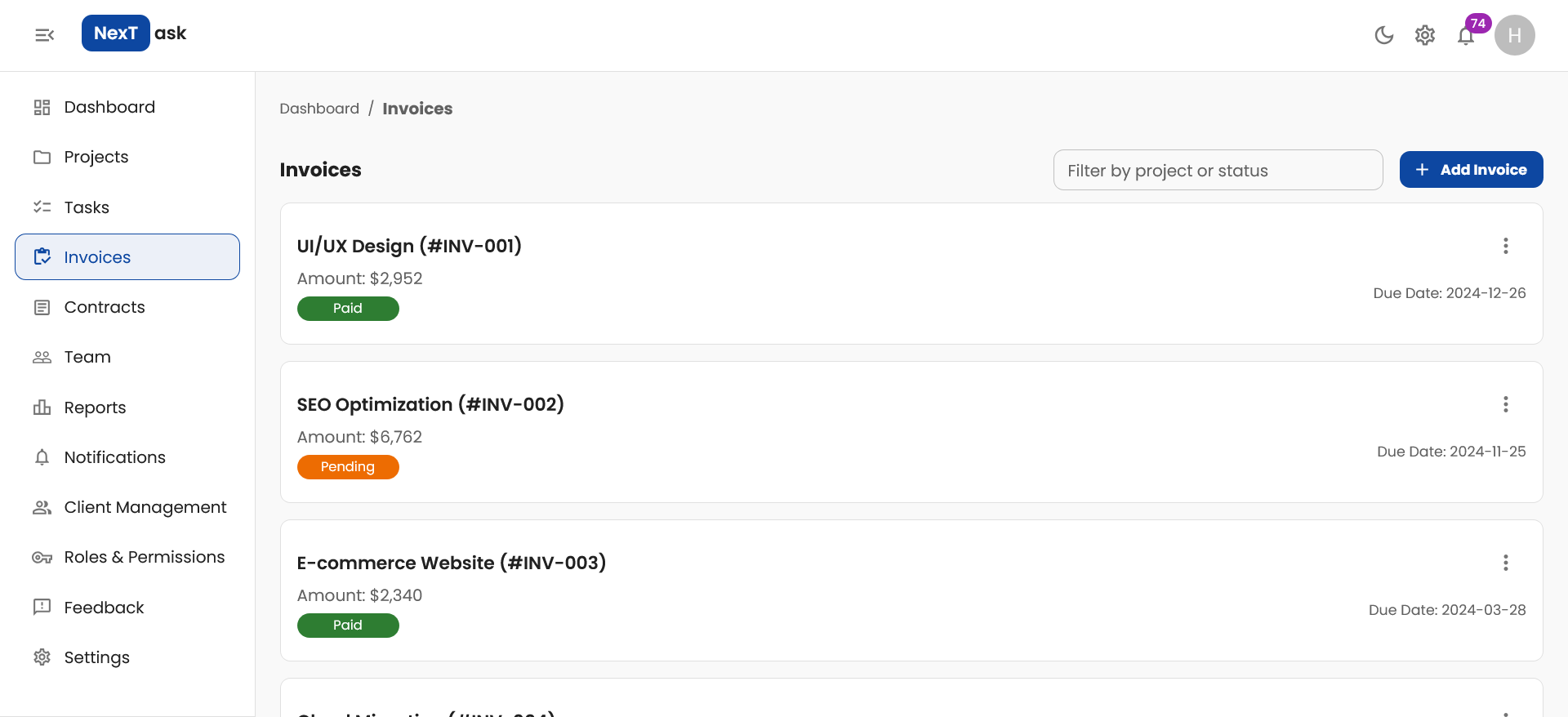 NexTask - Project Management Next.js React Kit by husnainakhtar06 ...