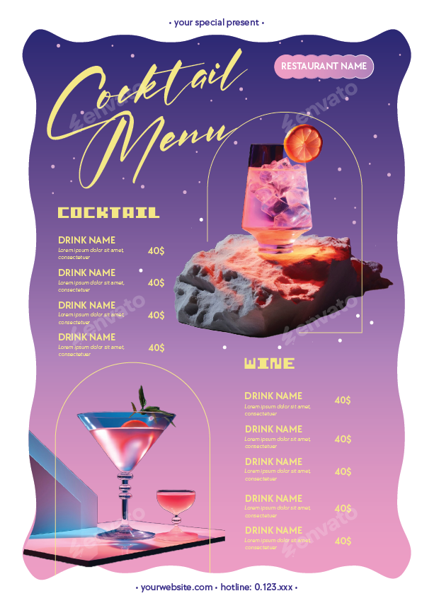 Cocktail Menu, Print Templates | GraphicRiver