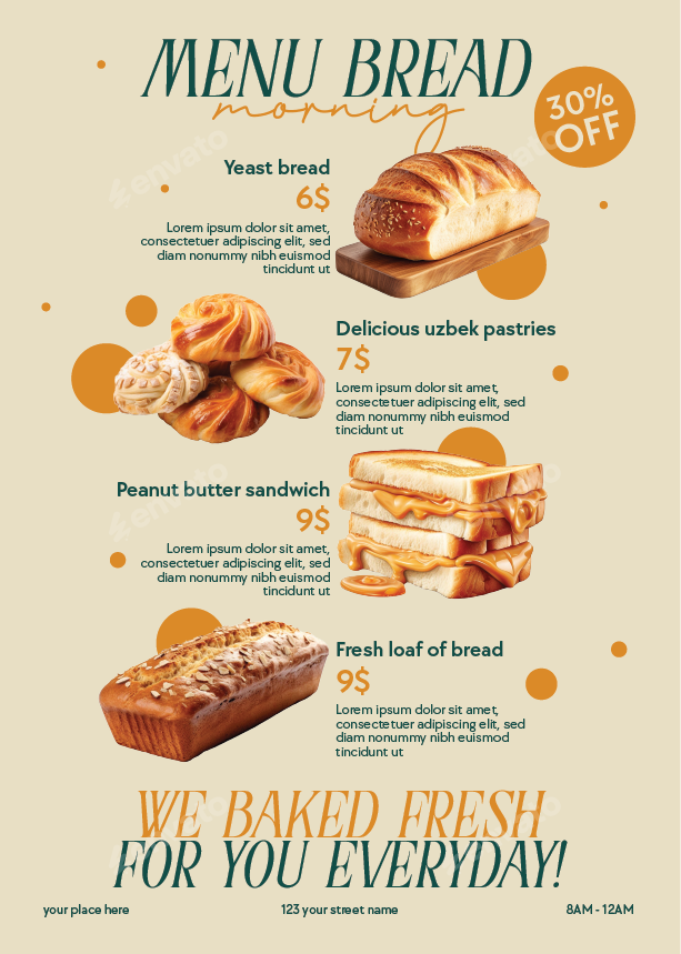 Bread Menu, Print Templates | GraphicRiver