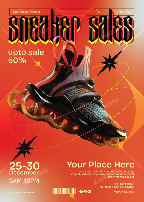 Sneaker Sale Flyer, Print Templates | GraphicRiver