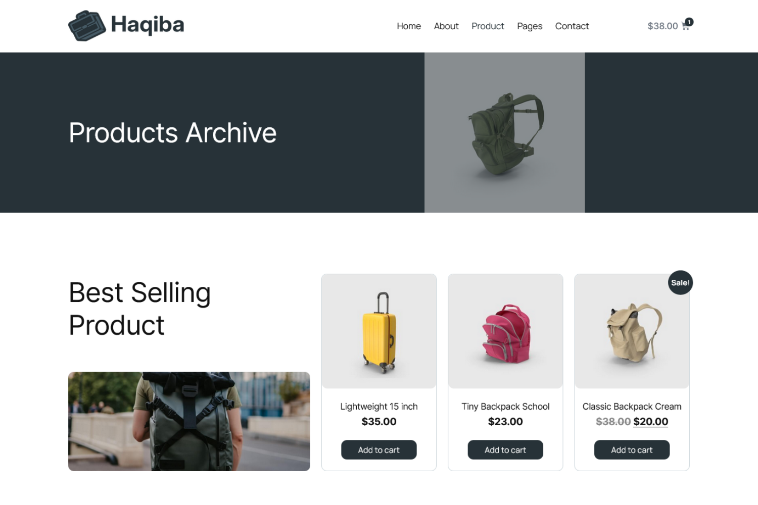Haqiba - Backpack & Suitcase Store Ecommerce Elementor Pro Template Kit by aStylers